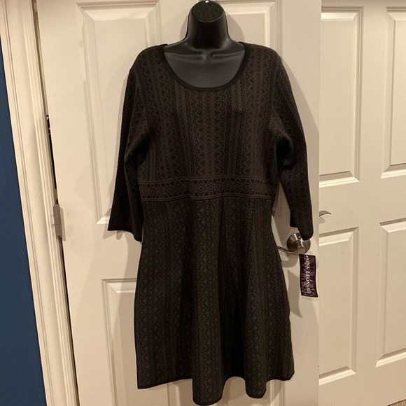 Nina Leonard | Dresses | Xl Black And Olive Unlined Dress Nwt | Poshmark